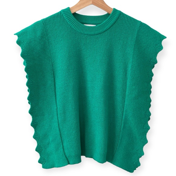 vestique | Sweaters | Vestique Flutter Side Scalloped Cap Sleeve Ribbed ...